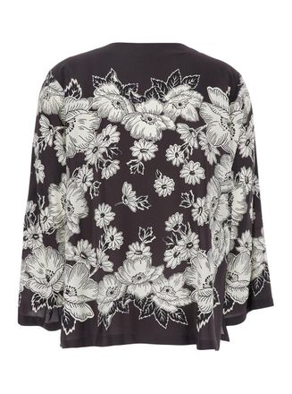P.A.R.O.S.H. Womens White And Black Floral Silk Blouse Blouses Shirt