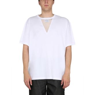 Raf Simons T-Shirt mit Netzeinsatz - - Tops - Herren - Wei&szlig; - S