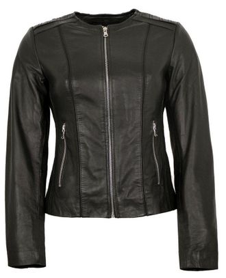 7eleven Lederjacke Side/L 7eleven - Damen Lederjacke Lammnappa schwarz