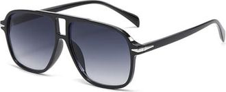 Generic Lunettes de soleil rétro 2026 à double ponts pour hommes, nuances UV400 pour femmes, lunettes de soleil léopard tendance, Dégradé noir et gris, Taille