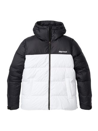 Marmot Damen Ultra-leichte Daunenjacke, 700 Fill-power, Warme Outdoorjacke, Wasserabweisend, Winddicht Wms Guides Down Hoody, White/Black, M, 79300