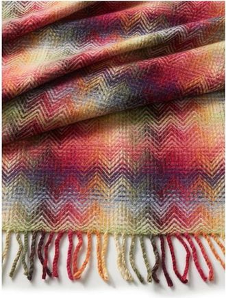 Missoni Home Femme, Accessoires, Multicolore, Taille: ONE Size &Eacute;charpe Rouge &agrave; Zigzag &agrave; Franges