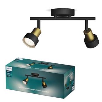 Philips Conduit LED 2er Spotleuchte, GU10 Lampe nicht enthalten, Messing, IP20, Schwarz/Gold