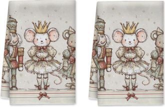 Generic K&uuml;chenhandt&uuml;cher mit Mausmotiv, weihnachtlicher Nussknacker, weich, beige, Mikrofaser, schnell trocknend, Geschirrt&uuml;cher f&uuml;r K&uuml;che, festliche Heimdeko