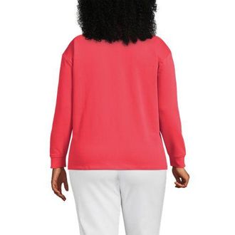 Lands End Pullover SERIOUS SWEATS mit Knopfleiste, Damen, Gr&ouml;&szlig;e:56-58 plus, Orange, Baumwoll-Mischung/Polyester-Mischung, by Lands End