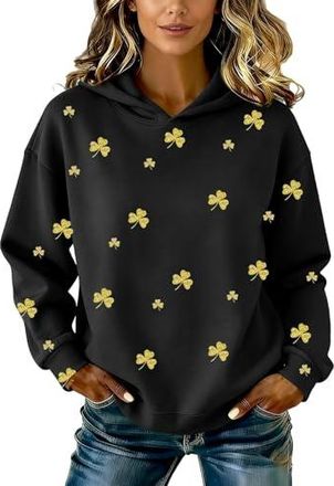 Generic HUIFUAO Sweat &agrave; capuche pour la Saint-Patrick pour femme - Sweat tr&egrave;fle amusant - Grande taille - Costume de la St Paddys - Vert Irlande - Tr&egrave;fle - Ch