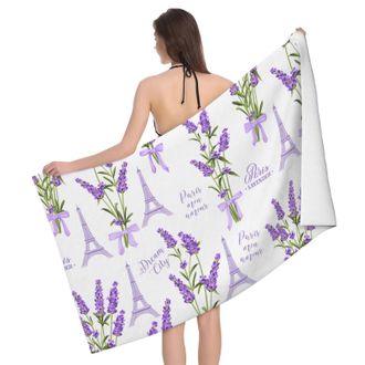 Generic Lavendel Und Eiffelturm Handtuch Schnelltrocknend Duschtuch Pflegeleicht Saunatuch F&uuml;r Yoga Reise Urlaub Strand 80X130Cm