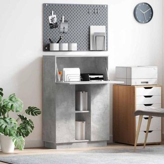vidaXL Vidaxl - Bureau avec porte Gris 71,5 x 31,5 x 106,5 cm Bois ding&eacute;nierie