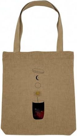 Fabulous Sac Shopping Tote Bag Aspect Lin - Fleur du Cosmos Illustration Galaxie Minimaliste Abstrait Etoile Surrealiste - Sac de Courses Toile Epaisse 360g Be