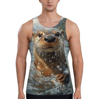 Generic D&eacute;bardeur respirant &agrave; s&eacute;chage rapide sans manches pour homme pour entra&icirc;nement &agrave; la plage S &agrave; 4XL, Loutre mignonne 1, 3XL