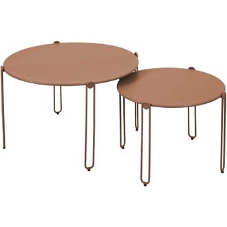 Oviala Lot de 2 tables basses gigognes de jardin argile