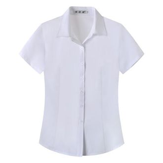 Generic Chemise &agrave; manches courtes pour femme, &eacute;lastique, mince, respirante, confortable, chemise en flanelle surdimensionn&eacute;e, blanc, 4XL