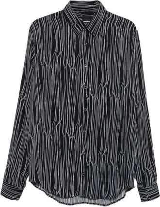 Patrizia Pepe Homme, Blouses et Chemises, Noir, Taille: XL Viscose Twill Jacquard Shirt