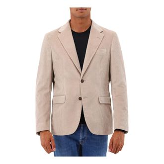 Fay Gerippter Beiger Zweiknopf-Blazer mit Futter - - Jackets - Herren - Beige - 3XL