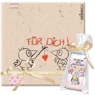 Steinbeck Geschenkset Leinwand-Druck + Mini-Schokolade - Birds 60 (20 x 20cm) - liebevolles Geschenk f&uuml;r Partner, Freundin & Freund