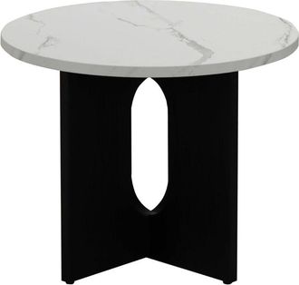 Oviala Table basse moderne ronde 50 cm effet marbre noir