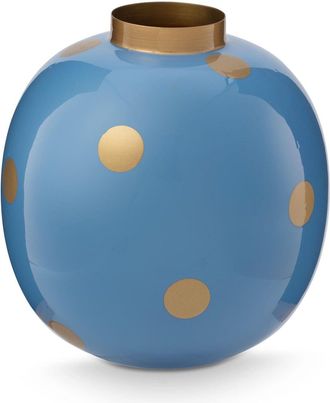 Pip Studio Vase Metall Punkte Hellblau/Gold 23cm