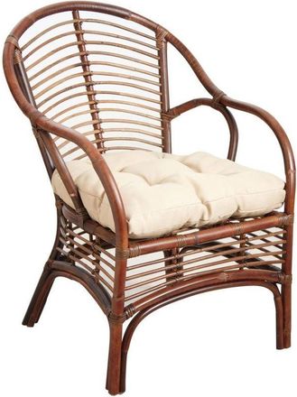 Aubry Gaspard Fauteuil en rotin marron Louis