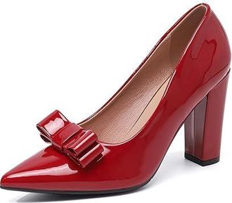 Generic Escarpins &agrave; bout pointu pour femme - Couleur unie - Style d&eacute;contract&eacute; et polyvalent - Pour f&ecirc;te de bureau, Rouge, 40.5 EU