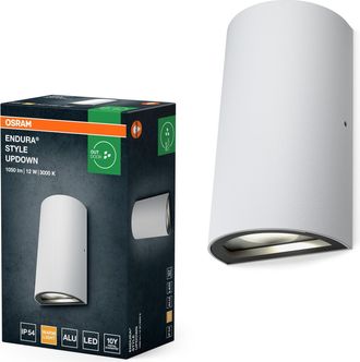 Osram ENDURA Style klassische LED-Außenleuchte mit Lichtaustritt oben und unten, rund, in Weiß aus Aluminium, IP44-Schutz, für Fassaden- und Eingangsbereich