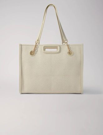 Maje Stofftragetasche Mit Bast-effekt - Beige - Maje