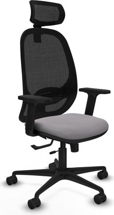 Piqueras y Crespo Schreibtischstuhl, grau, Rollen mit 2D-Armlehnen, h&ouml;henverstellbare Lendenst&uuml;tze und h&ouml;henverstellbares Kopfteil und Neigungsverstellung, Schwarz/Grau