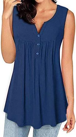 ORANDESIGNE Femmes Chemise de Loisirs Tunique fête Chemise Tous Les Jours Décontractée Chemise dété S-5XL D Marine 38