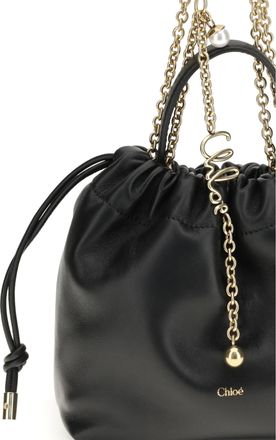 Chlo&eacute; Womens Mini Shoulder Bag Icons Black Calf Leather