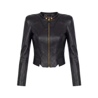 Elisabetta Franchi Femme, Vestes, Noir, Taille: 40 FR Veste en cuir
