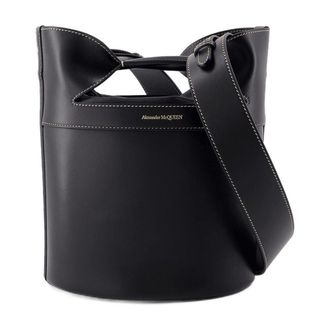 Alexander McQueen Womens Leather Bow-Handle Crossbody Bag Black Calfskin