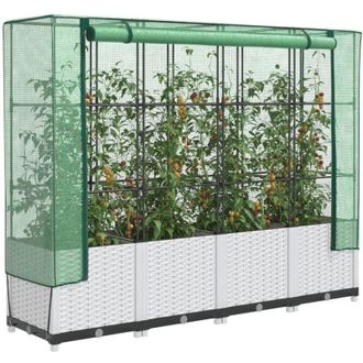 vidaXL Vidaxl - Jardini&egrave;re sur&eacute;lev&eacute;e avec housse aspect rotin 160x40x138 cm