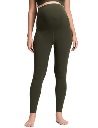 CRZ YOGA Damen Butterluxe Umstandsleggings - 71cm Skinny Umstandshose High Waist Schwangerschaft Yoga Weich Leggins Lang Olivgr&uuml;n 38