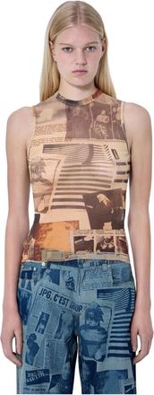 Jean Paul Gaultier Femme, Tops, Multicolore, Taille: 38 FR Mesh Printed Journal Tank Top