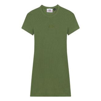 GCDS Geripptes Baumwollmischkleid - - Dresses - Damen - Gr&uuml;n - 2XS