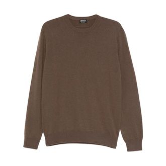Ermenegildo Zegna Brauner Kaschmirpullover Gerippter Rundhalsausschnitt - - Knitwear - Herren - Braun - 2XL