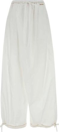 Marni Femme, Pantalons, Blanc, Taille: 38 FR Pantalon &agrave; Cordon Coulissant en Popeline