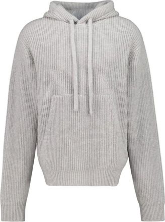 Palm Angels Homme, Sweatshirts et sweats &agrave; capuche, Gris, Taille: S Curved Logo Rib Knit Sweat &agrave; capuche