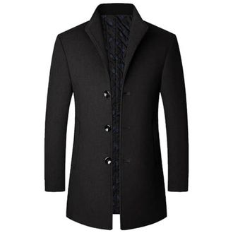 Generic Manteau Homme Hiver Chaud,Product Category Mens Anoraks - Veste manteau mi-longue en laine &agrave; col d&eacute;contract&eacute; pour homme - &Eacute;l&eacute;gance intemporelle et con