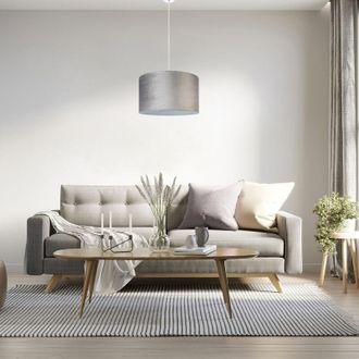 Paco Home Paco Home - Suspension Lampadaire Tr&eacute;pied Salon Abat-Jour Velours Monochrome E27 Lampe &agrave; suspension - Blanc, Gris Blanc (&Oslash;45,5 cm)