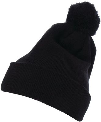 Flexfit Unisex Strickm&uuml;tze Cuffed Pom Pom Knit Beanie Black one Size