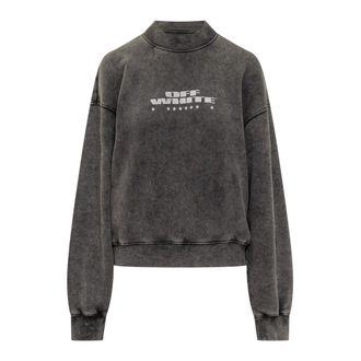 Off-white Femme, Sweatshirts et sweats &agrave; capuche, Gris, Taille: 40 FR Washed Logo SweaT-shirt