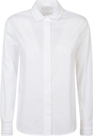 PESERICO Femme, Blouses et Chemises, Blanc, Taille: 38 FR Long Sleeve Pleated Shirt