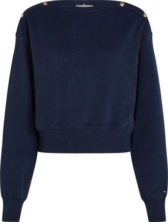 Tommy Hilfiger Sweatshirt CRV GOLD BTN BOAT-NK SWTSHRT in Großen Größen, mit goldfarbenem Knopf, U-Boot Ausschnitt