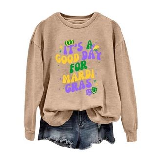 Generic H Et M V&ecirc;tements Femmes Haut &agrave; Manches Longues avec Col Rond et Lettres Imprim&eacute;es pour Femmes Cardigan Grand-m&egrave;re, kaki, XL