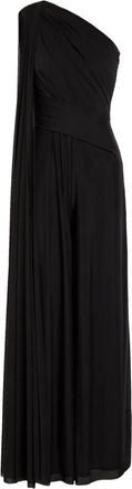 Talbot Runhof Drapierter One-Shoulder-Jumpsuit - Schwarz