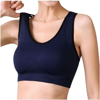 Generic 2026 Soutien-gorge pour femme sans monture pour yoga, course &agrave; pied, sous-v&ecirc;tements de sport avec coussinets, bleu marine, XL