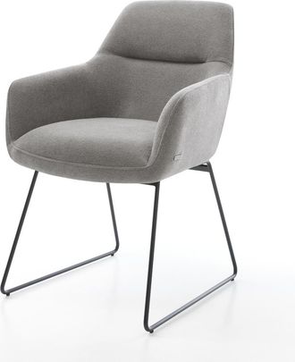 DELIFE Esszimmerstuhl Pejo-Flex Strukturstoff Soft Grau Kufengestell Schwarz Taschenfederkern, Esszimmerst&uuml;hle