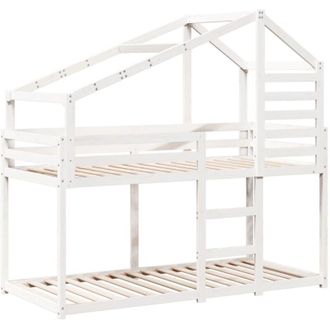 vidaXL Etagenbett mit Dach Wei&szlig; 90x200 cm Massivholz Kiefer Vidaxl