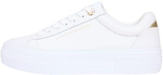 Tommy Hilfiger Femme Th Platform Sneaker Tumbled LTR Fw0Fw09018 Bas, White (White), 37 EU