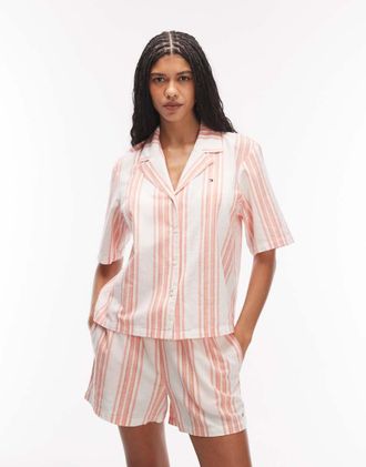 Tommy Hilfiger Essentials - Pyjama in gestreiftem Pfirsich-Orange